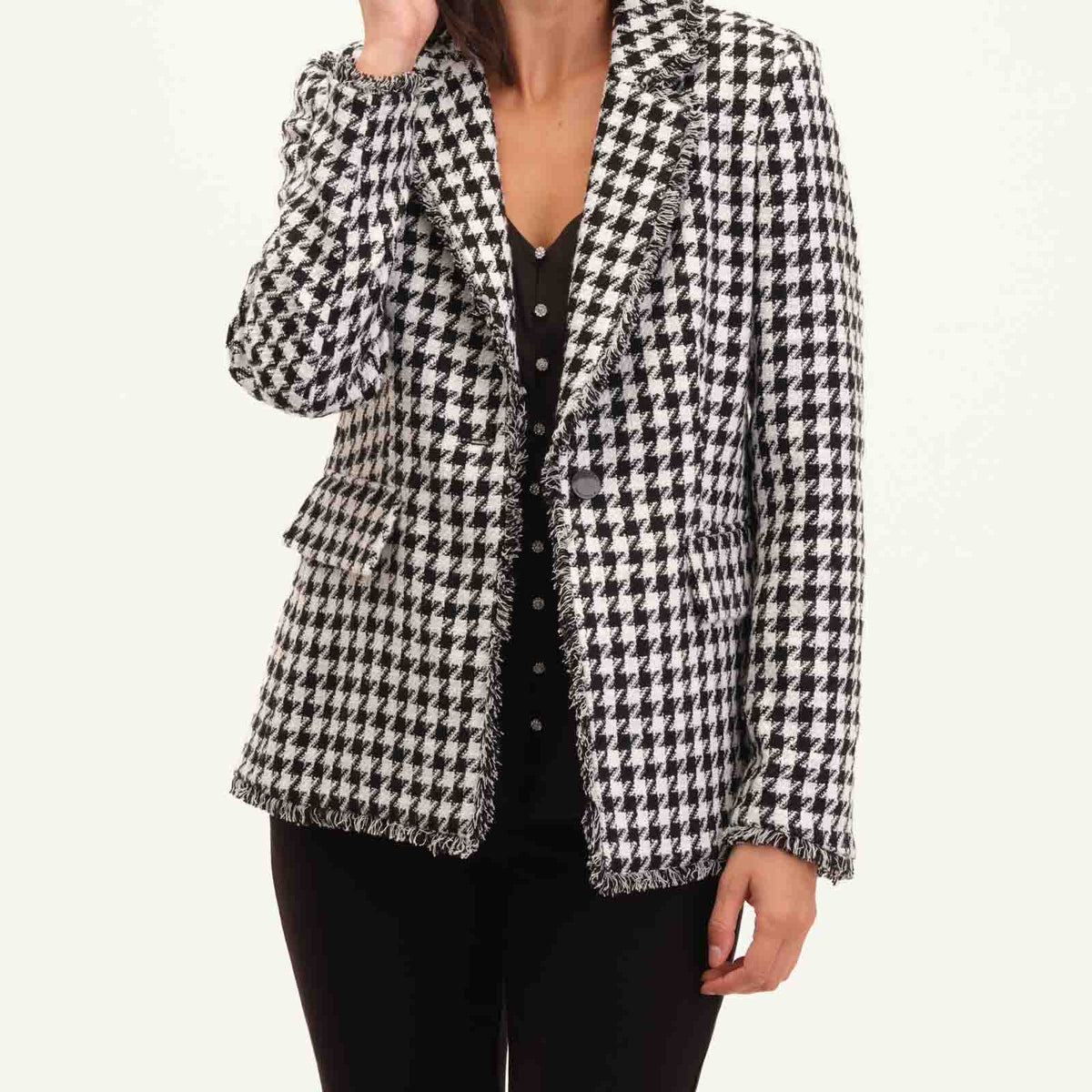Houndstooth Textured Boucle Jacket | T Tahari – JANE + MERCER
